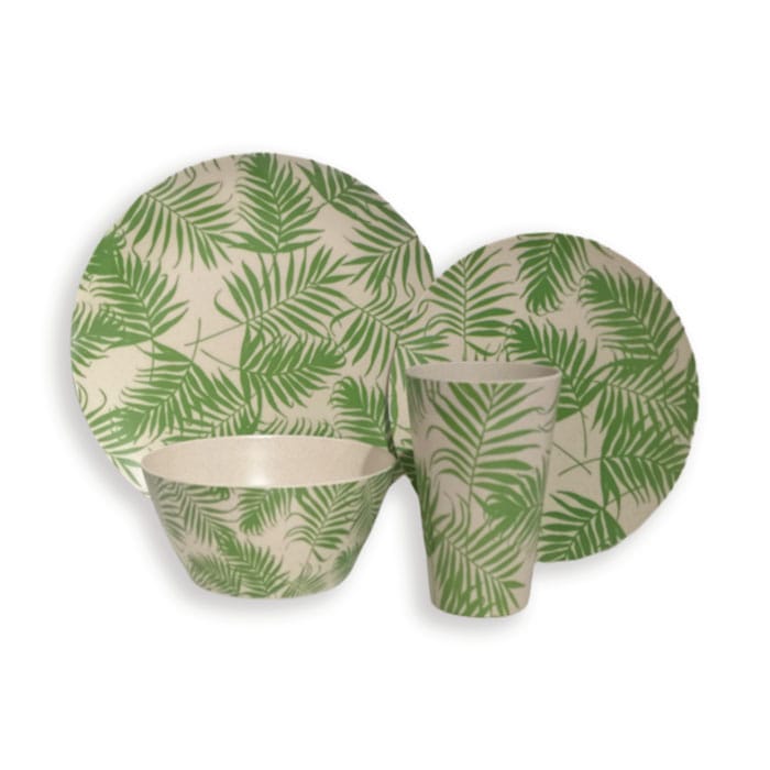 Aveco rustic dinnerware sets with green leaves - Recycled Plastic ...